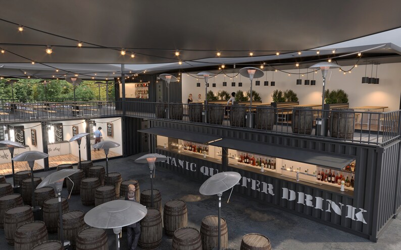 3D External Renders of Outdoor Bar, 3D Site Map, 2d Plan Create From ...