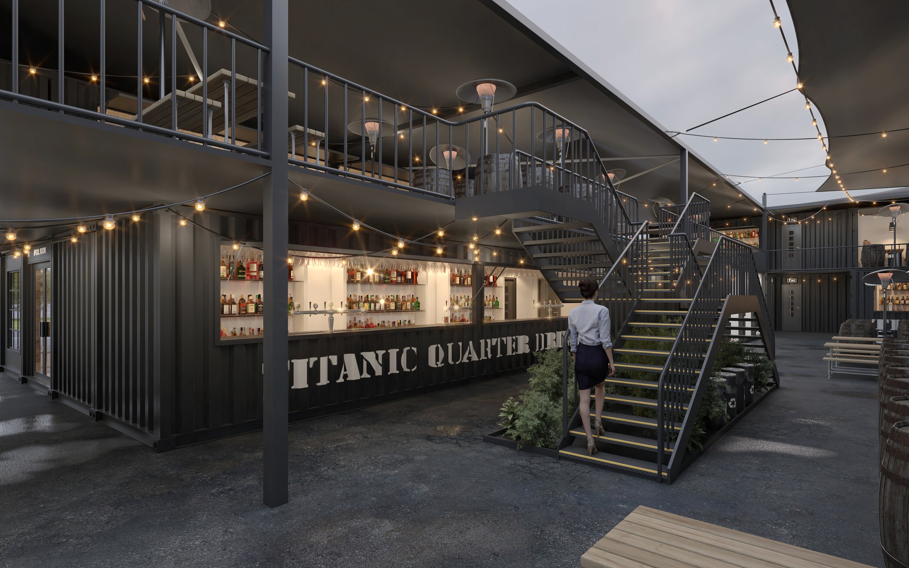 3D External Renders of Outdoor Bar, 3D Site Map, 2d Plan Create From ...