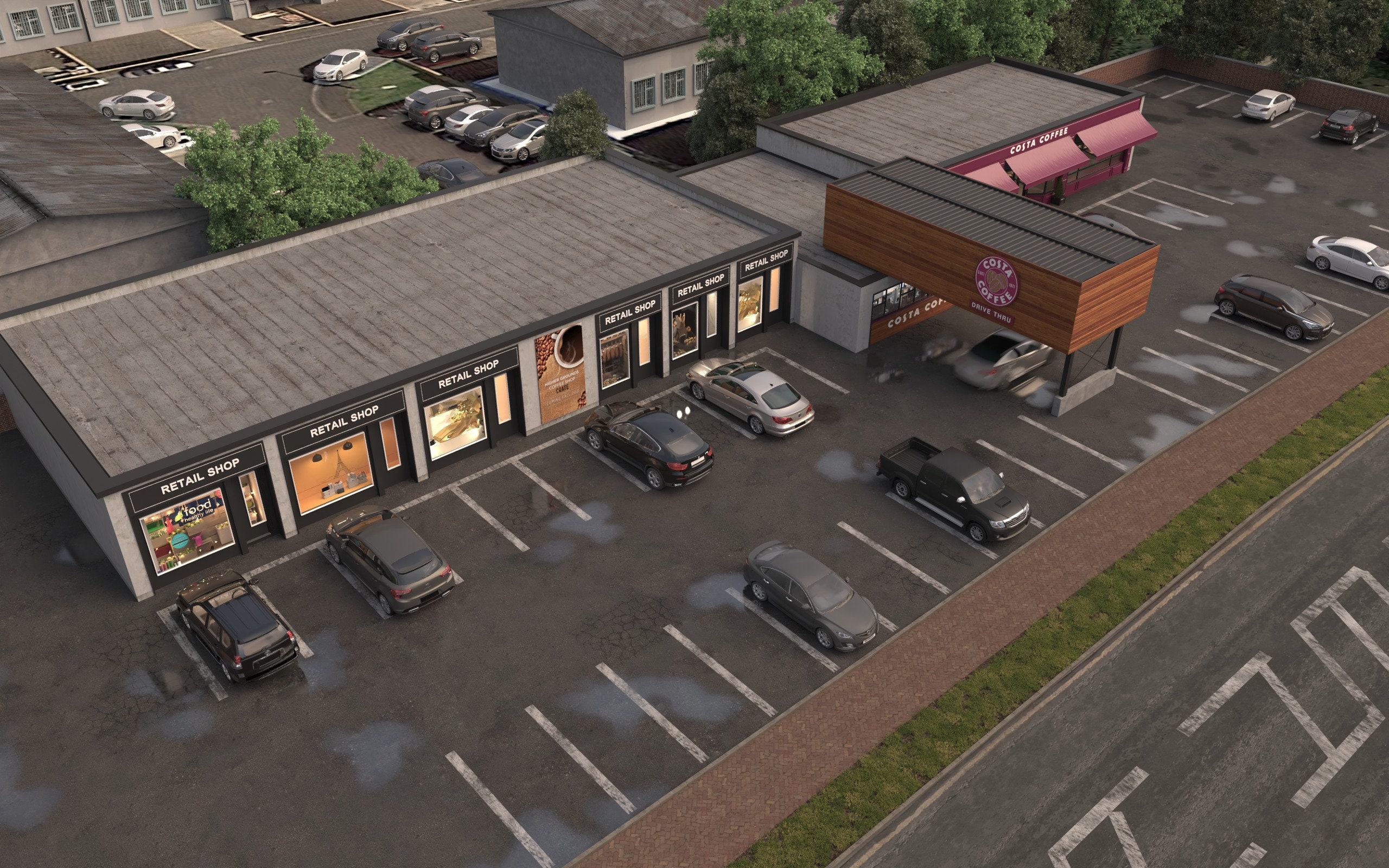 3D External Renders of Drive Thru, 3D Site Map, 2d Plan Create From ...