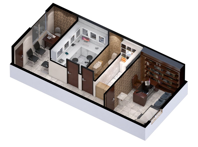 Modern 3D Medical Clinic Floor Plan, Professional Layout Design, 3D ...