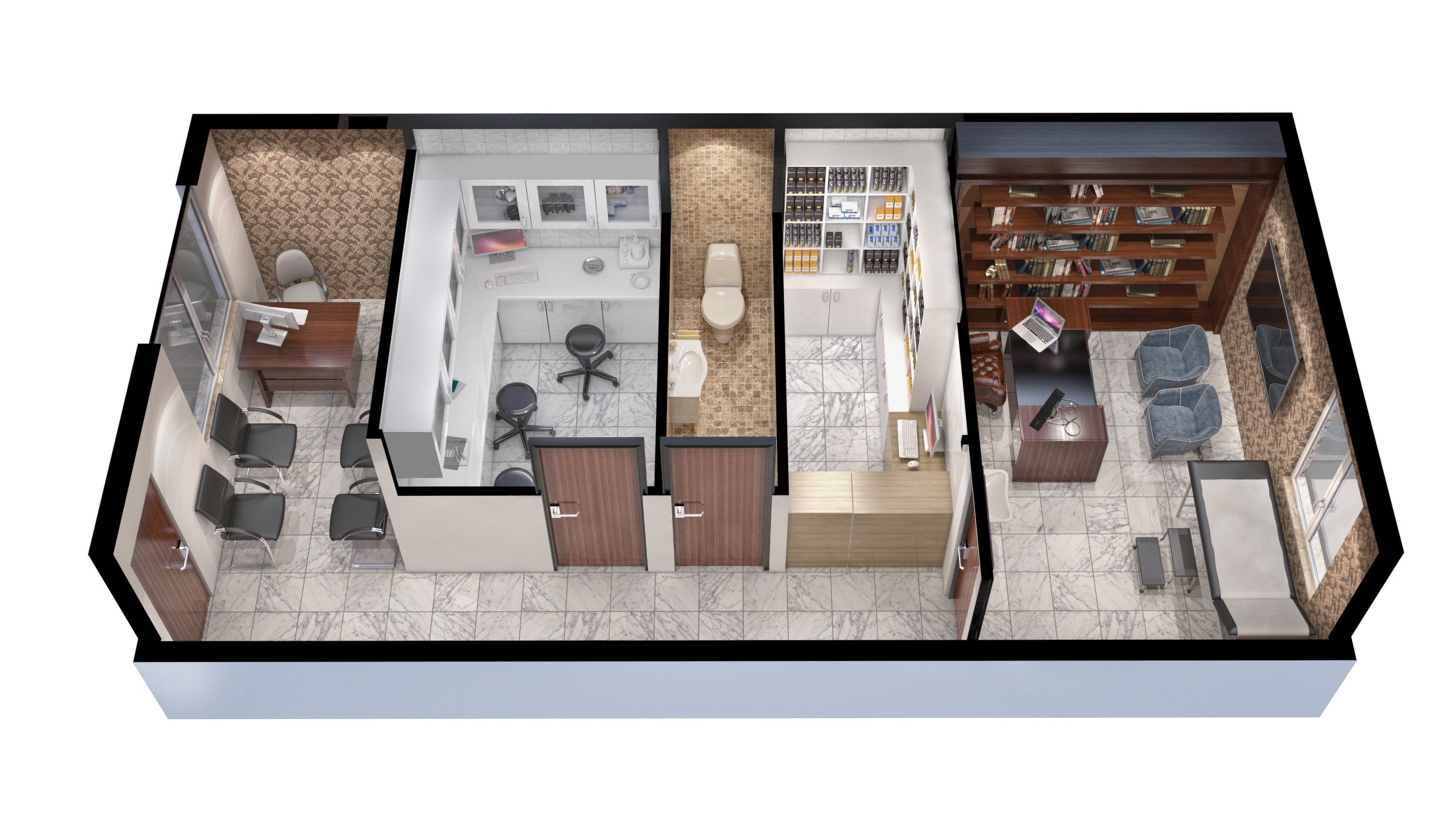 Modern 3D Medical Clinic Floor Plan, Professional Layout Design, 3D ...