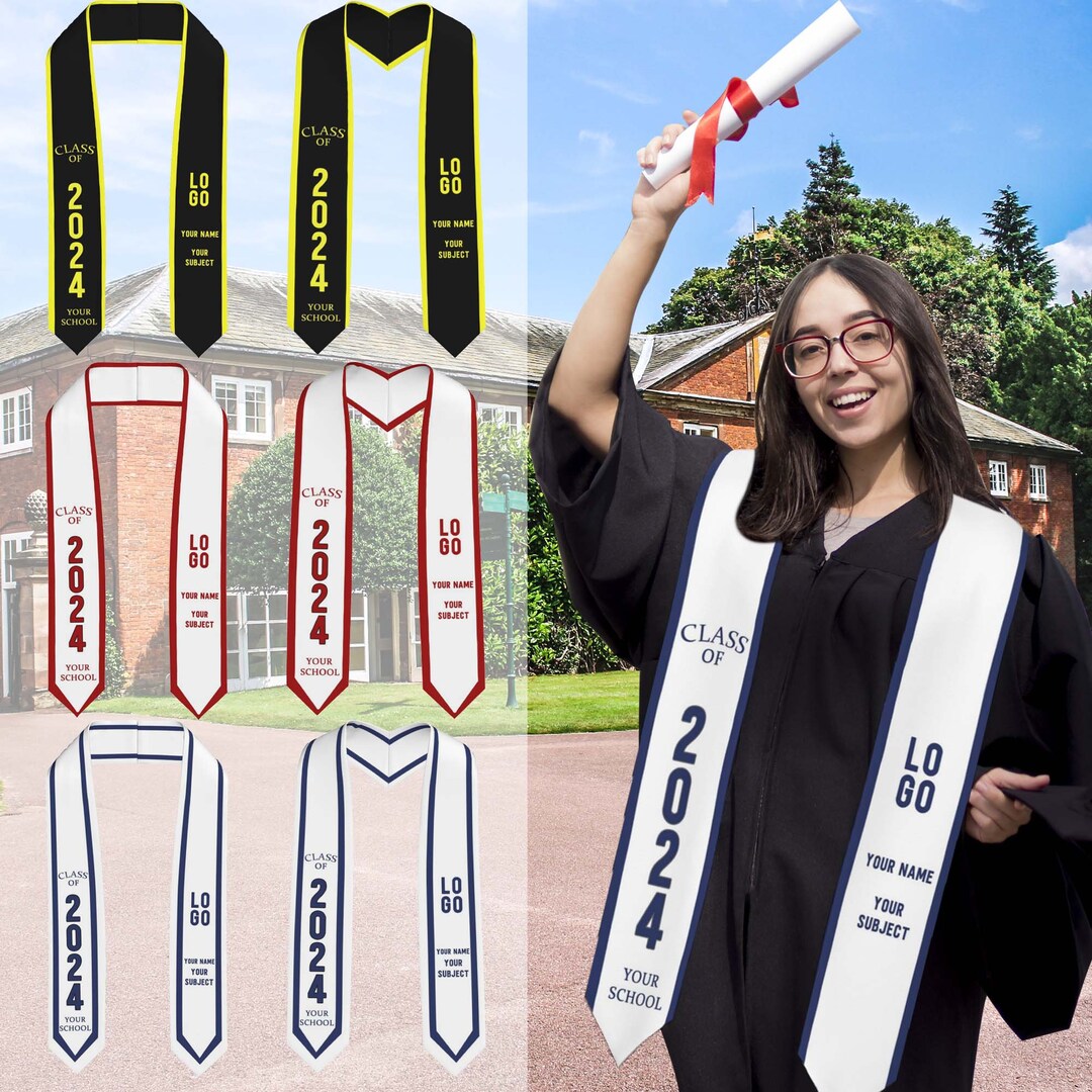 Custom Graduation Stoles,custom Graduation Sash,custom Name 2024 Photo ...