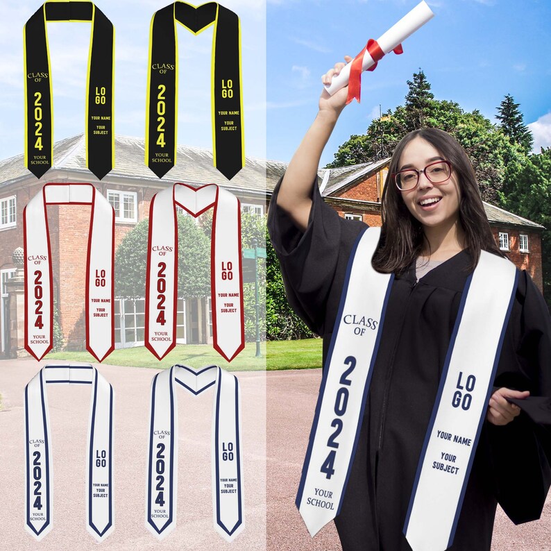 Custom Graduation Stoles,custom Graduation Sash,custom Name 2024 Photo Stoles,personalized Gifts ...