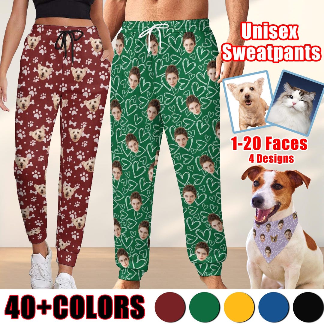 Custom Christmas Sweatpants,personalized Face PJ Pants,custom Photo ...