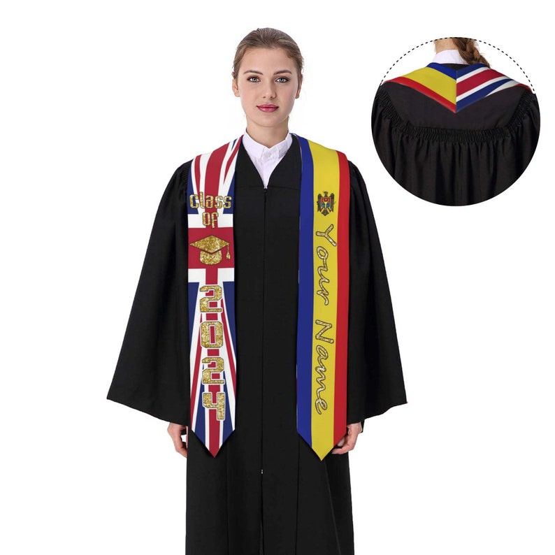 Custom Flag Graduation Stole,custom Graduate Sash With Name,custom ...