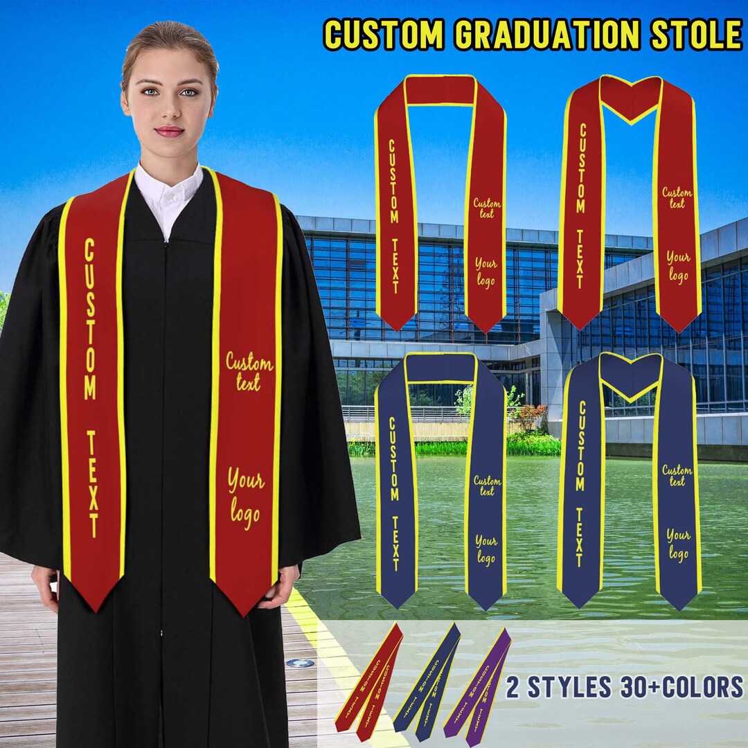 Custom Graduation Stole,custom Scool Logo Grad Stole,custom 2025 ...