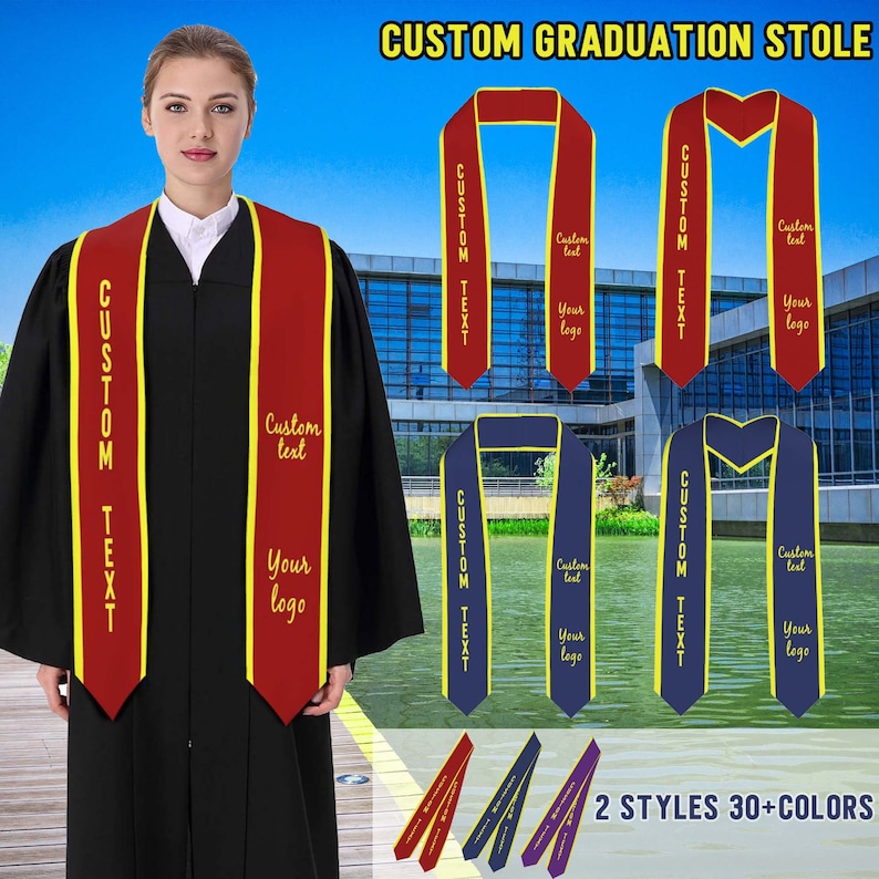 Custom Graduation Stole,custom Scool Logo Grad Stole,custom 2024 ...
