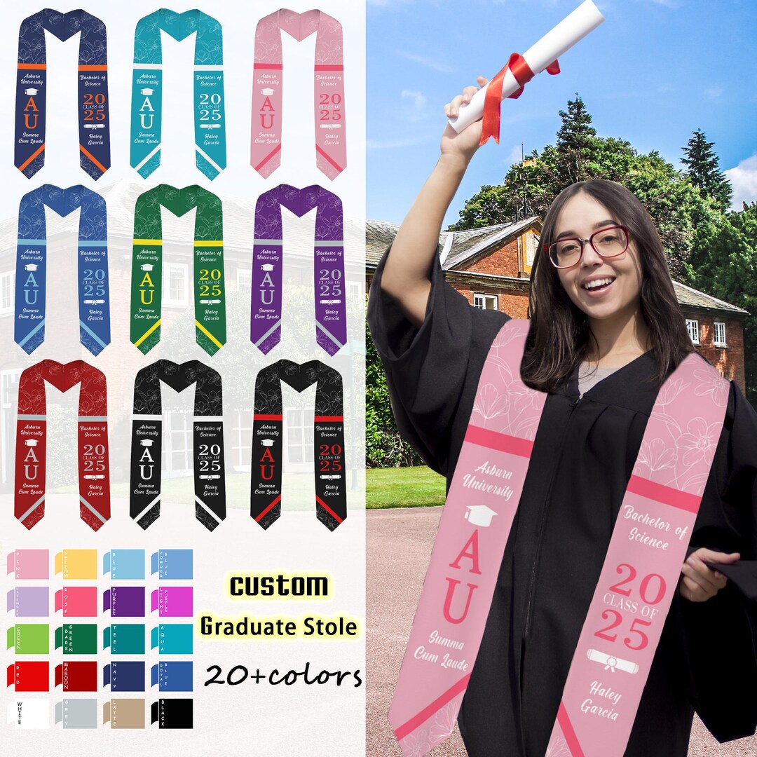 Custom 2025 Graduation Stole,personalized School Name Sash,custom Grad ...