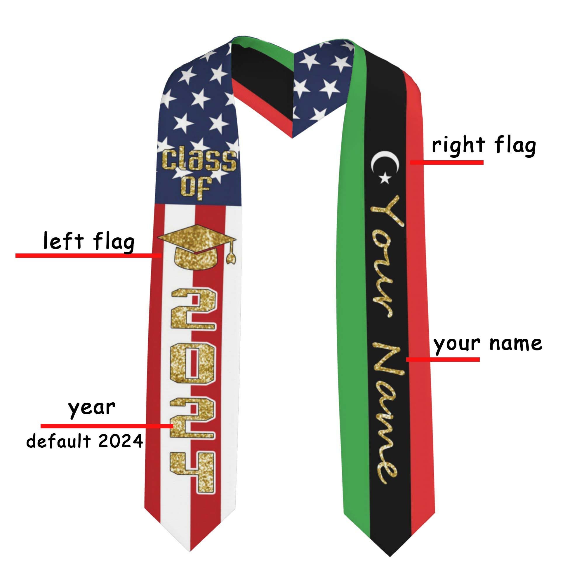 Custom Flag Graduation Stole,custom Graduate Sash With Name,custom ...