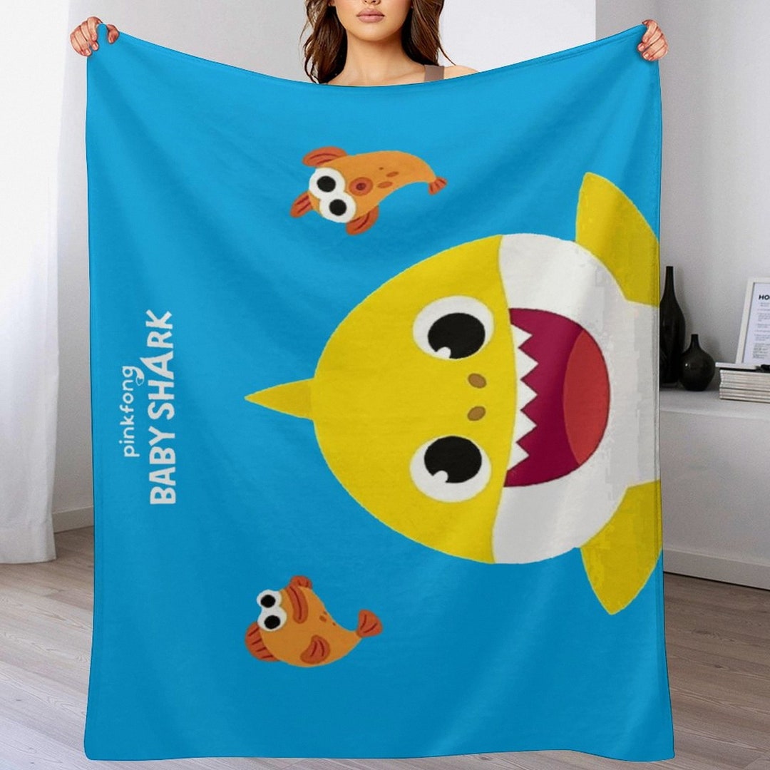 Custom Name Blanket,baby Shark Blanket,cartoon Quilt Blanket,shark ...