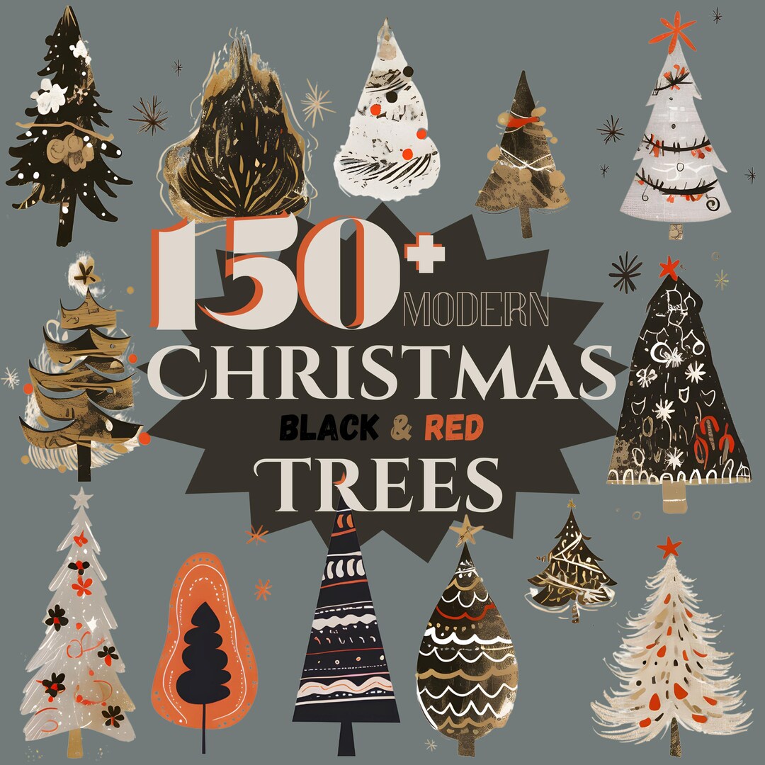 Modern Christmas Tree Clipart 300 DPI, Transparent Background PNG ...