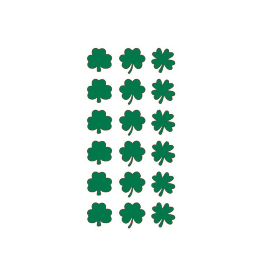 Shamrock Sticker Sheet 1in PICK COLOR Three Four Leaf Clover St ...
