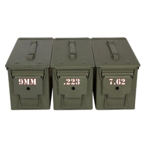 Ammo Can Labels PICK CALIBER COLOR Vinyl Decals Stickers Sign Bullet ...