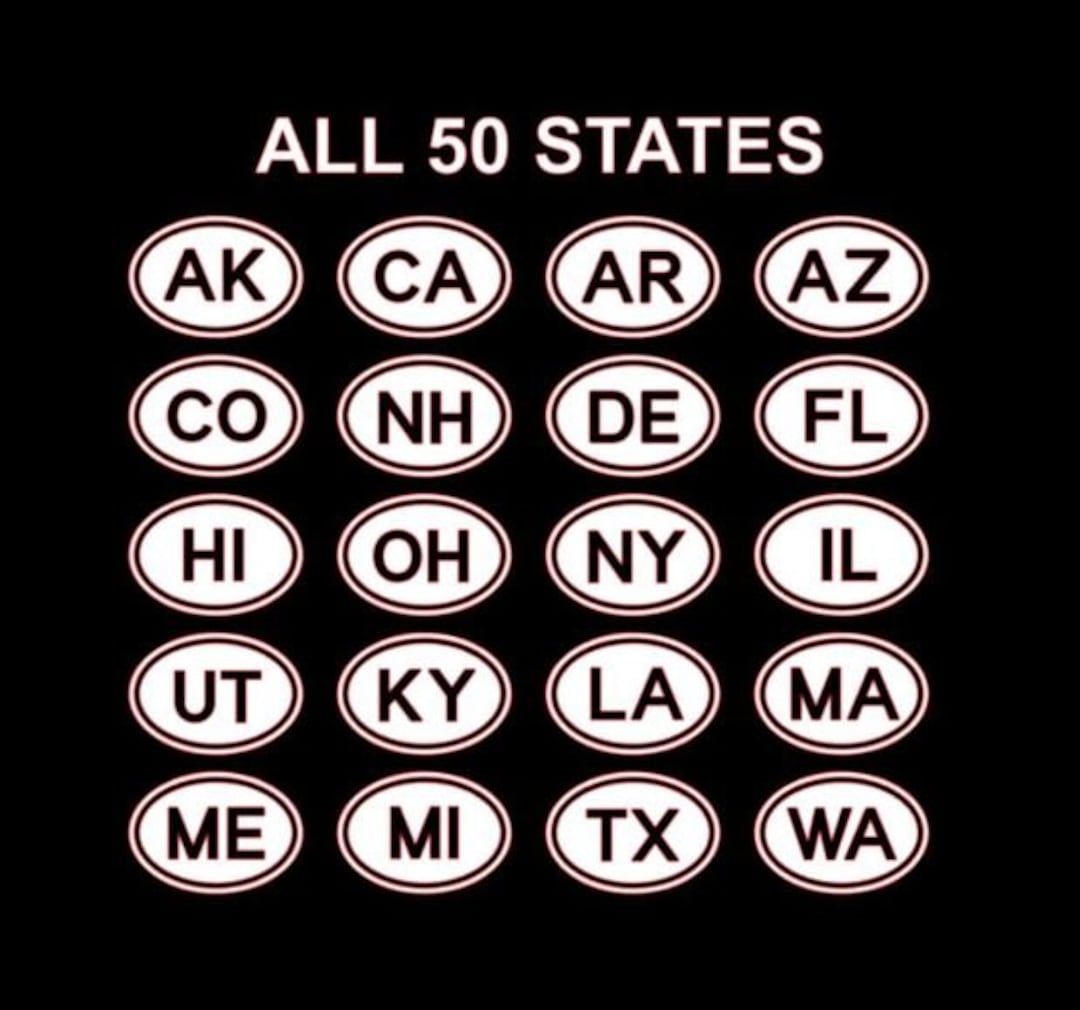 State Oval Decal - Choose Your State! Vinyl Sticker Car Bumper Truck ...