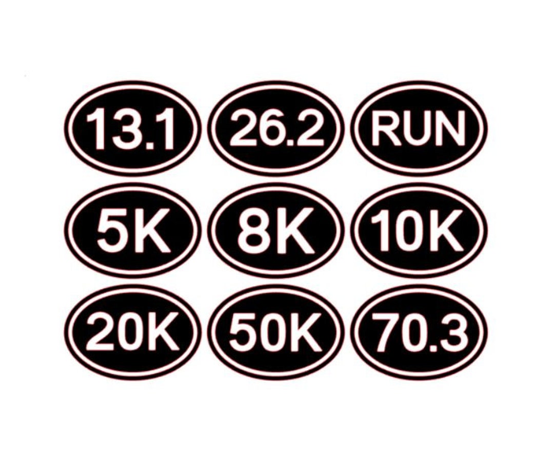 Running Decal Run Bumper Sticker PICK TYPE 5K 10K Marathon 13.1 26.2 ...