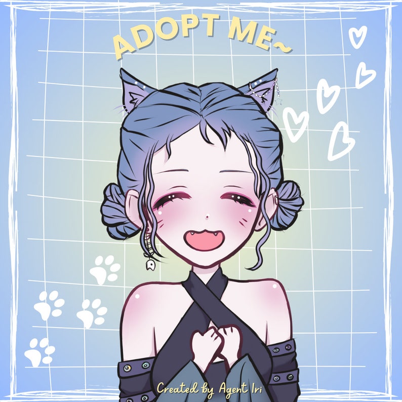 Digital Character Design Adopt - Blue Cat Girl for Oc/roleplay/vtuber ...