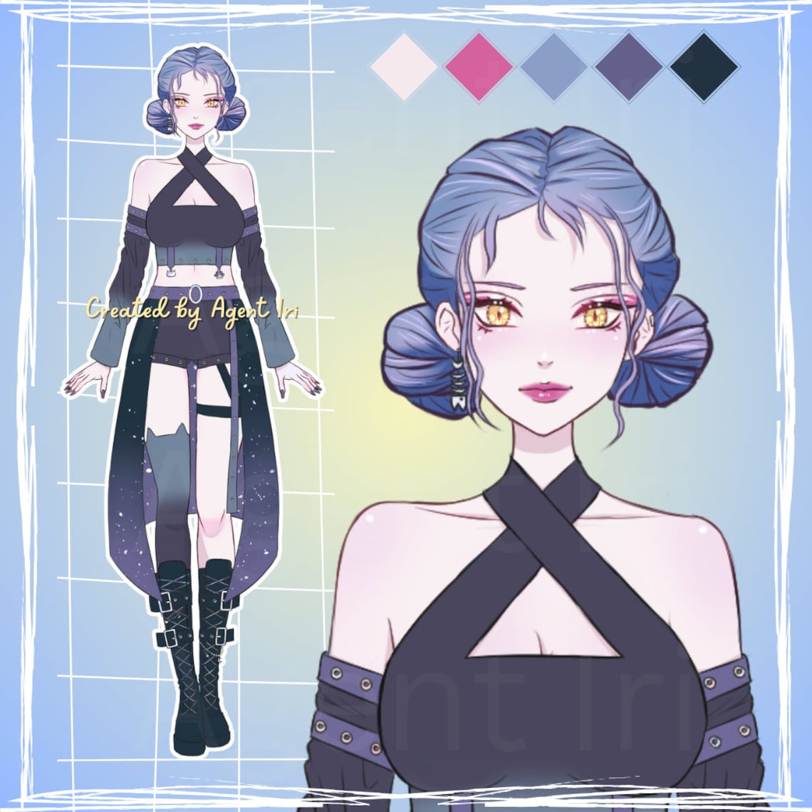 Digital Character Design Adopt Blue Cat Girl for Oc/roleplay/vtuber - Etsy