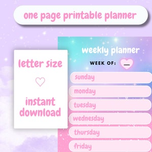 Cute Pink Weekly Planner, Instant Download, Printable - Etsy