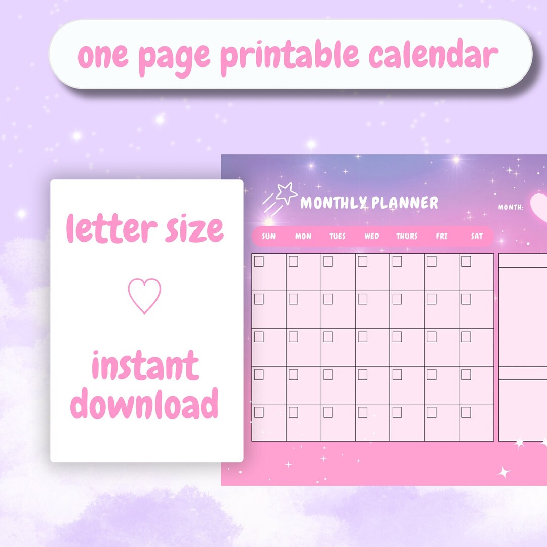 Cute Pink Monthly Planner, Instant Download, Printable - Etsy