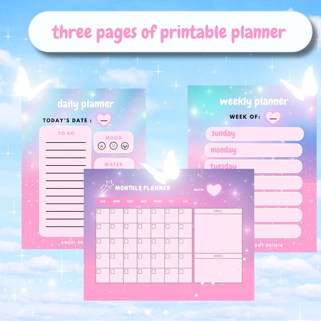 Cute Pink Monthly Weekly Daily Planners, Calendars, Instant Download ...