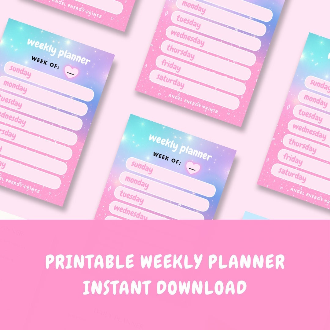 Cute Pink Weekly Planner, Instant Download, Printable - Etsy