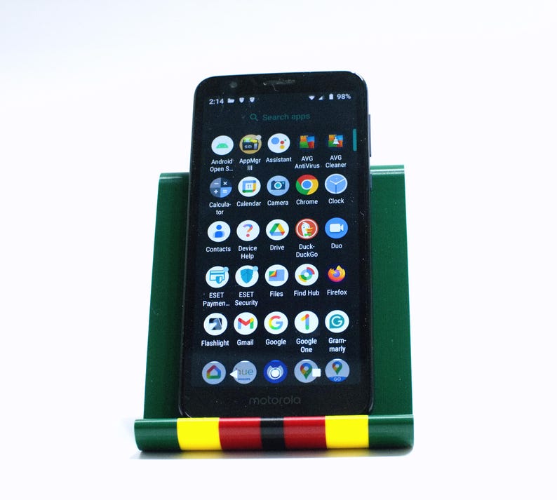 Weed Leaf Rasta Cell Phone Stand: Red, Yellow, Green Striped Desk Decor ...