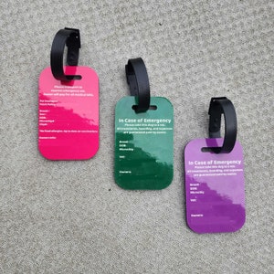 Custom E-tag | in Case of Emergency Info | Travel Crates and Bags Signs ...