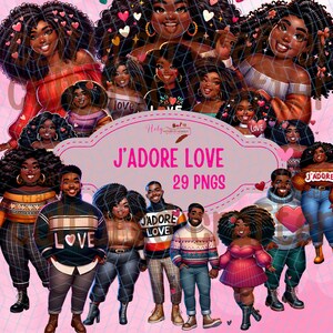 BLACK VALENTINES Day Clipart, Digital, Mega Bundle, Black Family ...