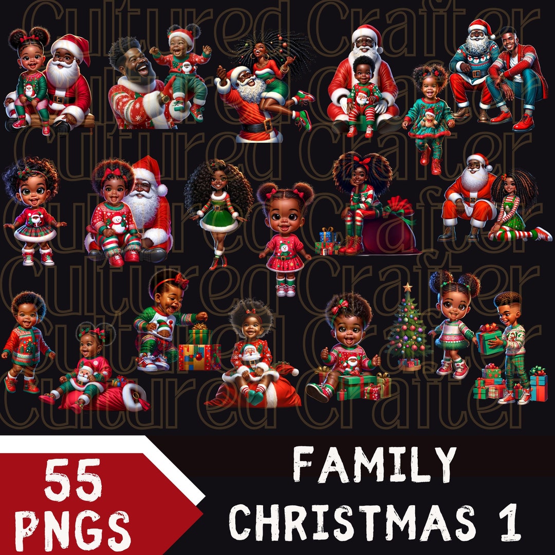 FAMILY CHRISTMAS CLIPART, Babiy Clipart, Mega Bundle, Black Family ...