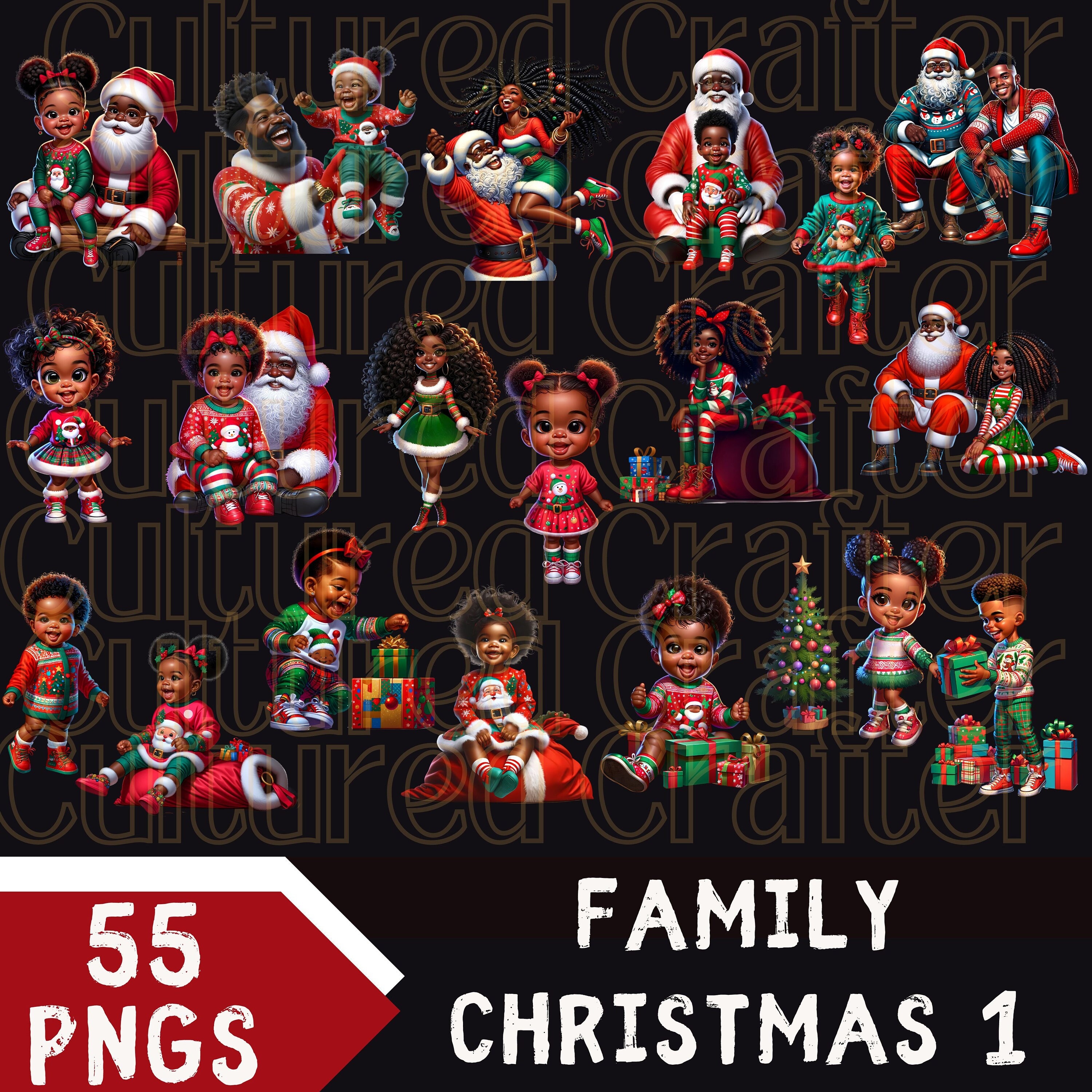 FAMILY CHRISTMAS CLIPART, Babiy Clipart, Mega Bundle, Black Family ...