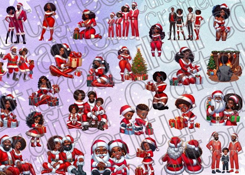 BLACK CHRISTMAS CLIPART, Digital, Mega Bundle, Black Family Christmas ...
