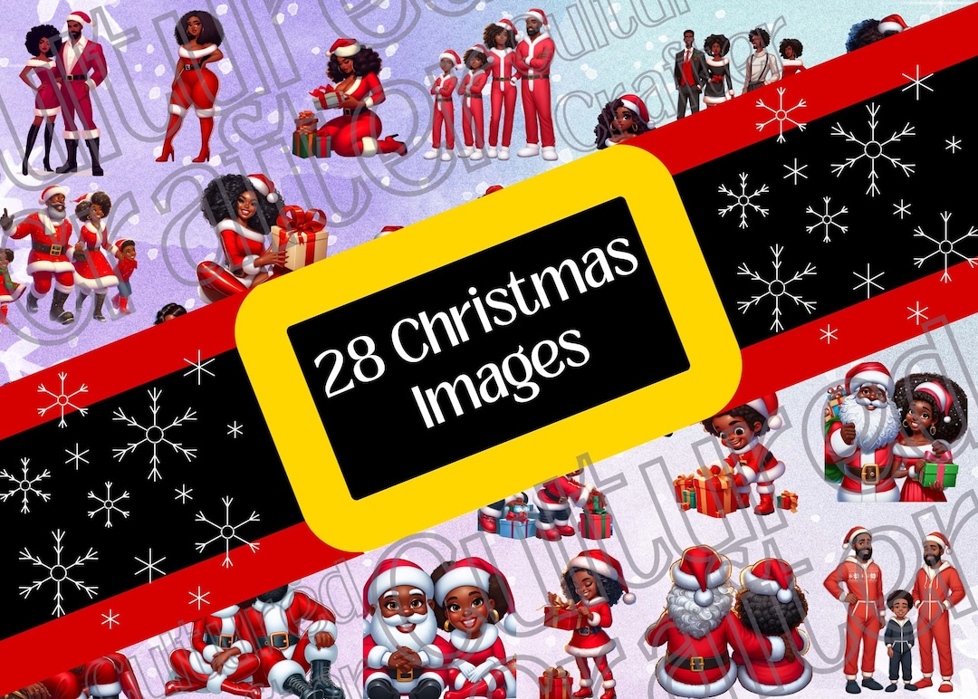 BLACK CHRISTMAS CLIPART, Digital, Mega Bundle, Black Family Christmas ...