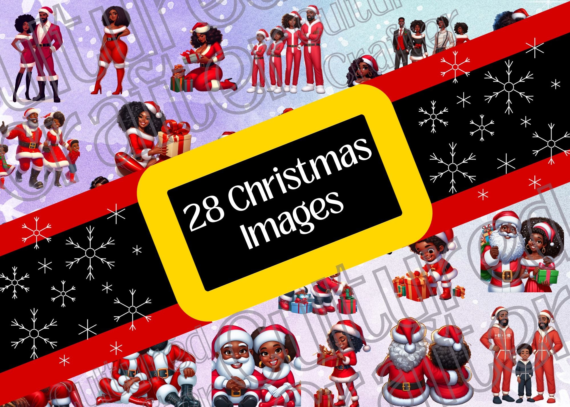 BLACK CHRISTMAS CLIPART, Digital, Mega Bundle, Black Family Christmas ...