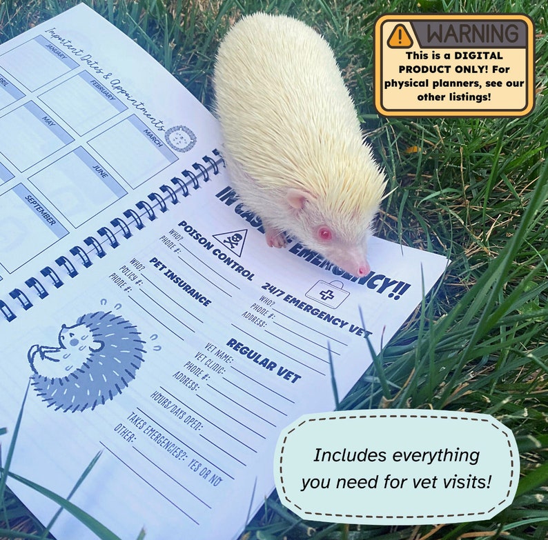 PRINTABLE Hedgehog Care Log, Health Record, Weight Log & Pet Journal - Etsy
