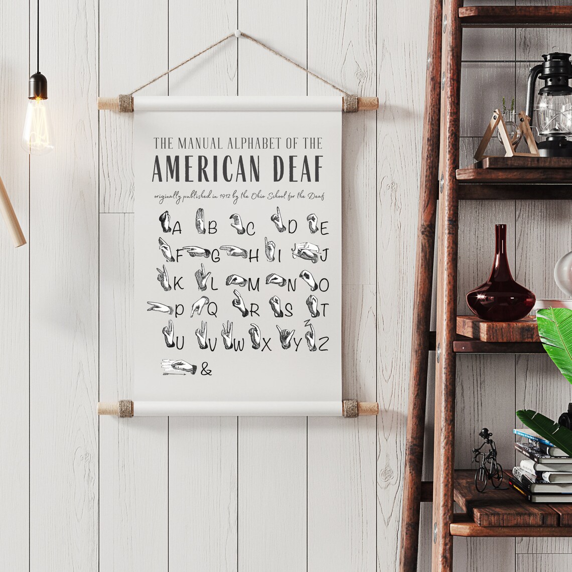 Vintage ASL Alphabet Poster American Sign Language Gift Historical ...