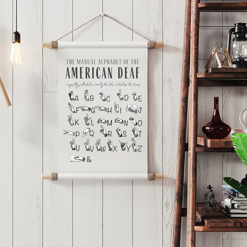 Vintage ASL Alphabet Poster American Sign Language Gift Historical ...