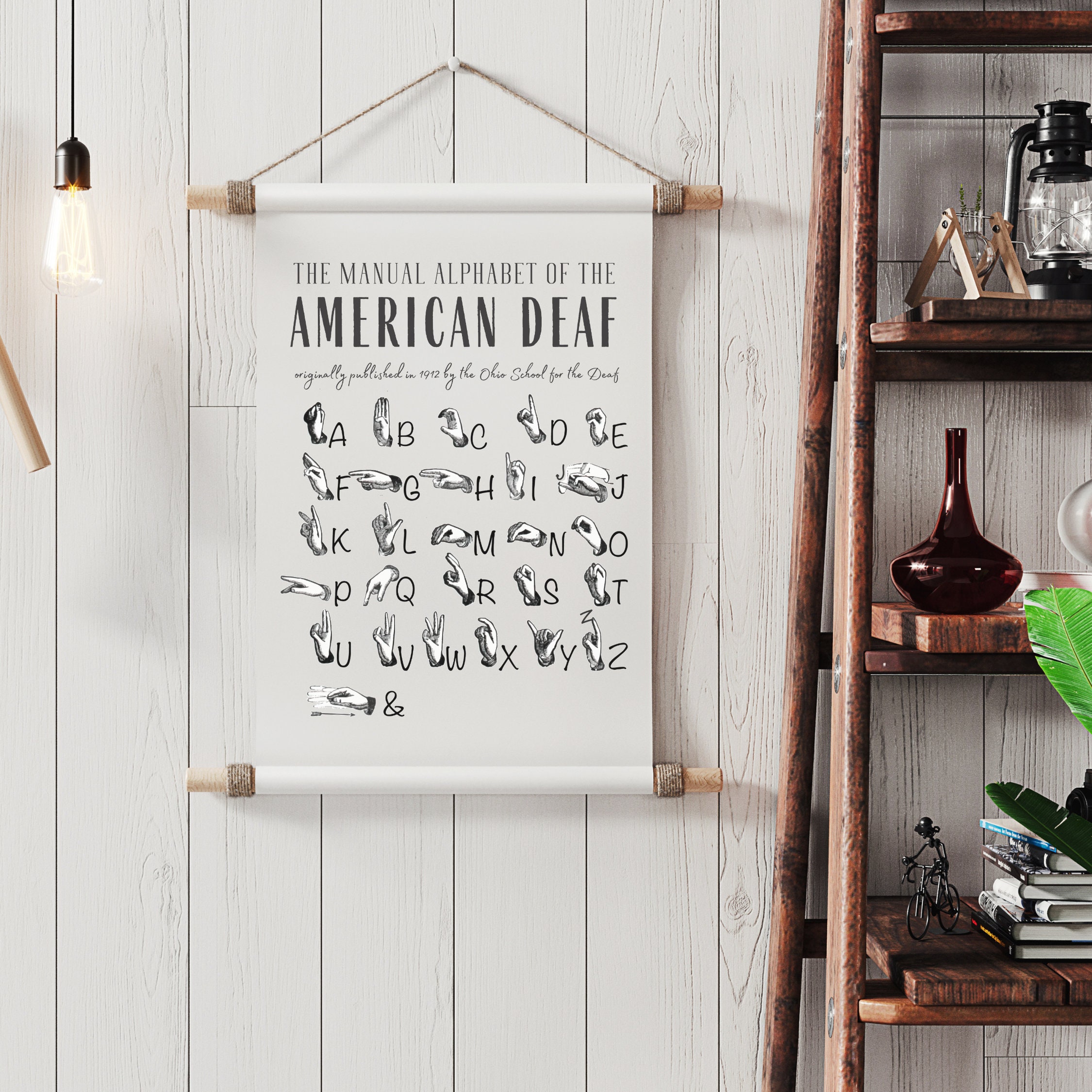 Vintage ASL Alphabet Poster American Sign Language Gift Historical ...
