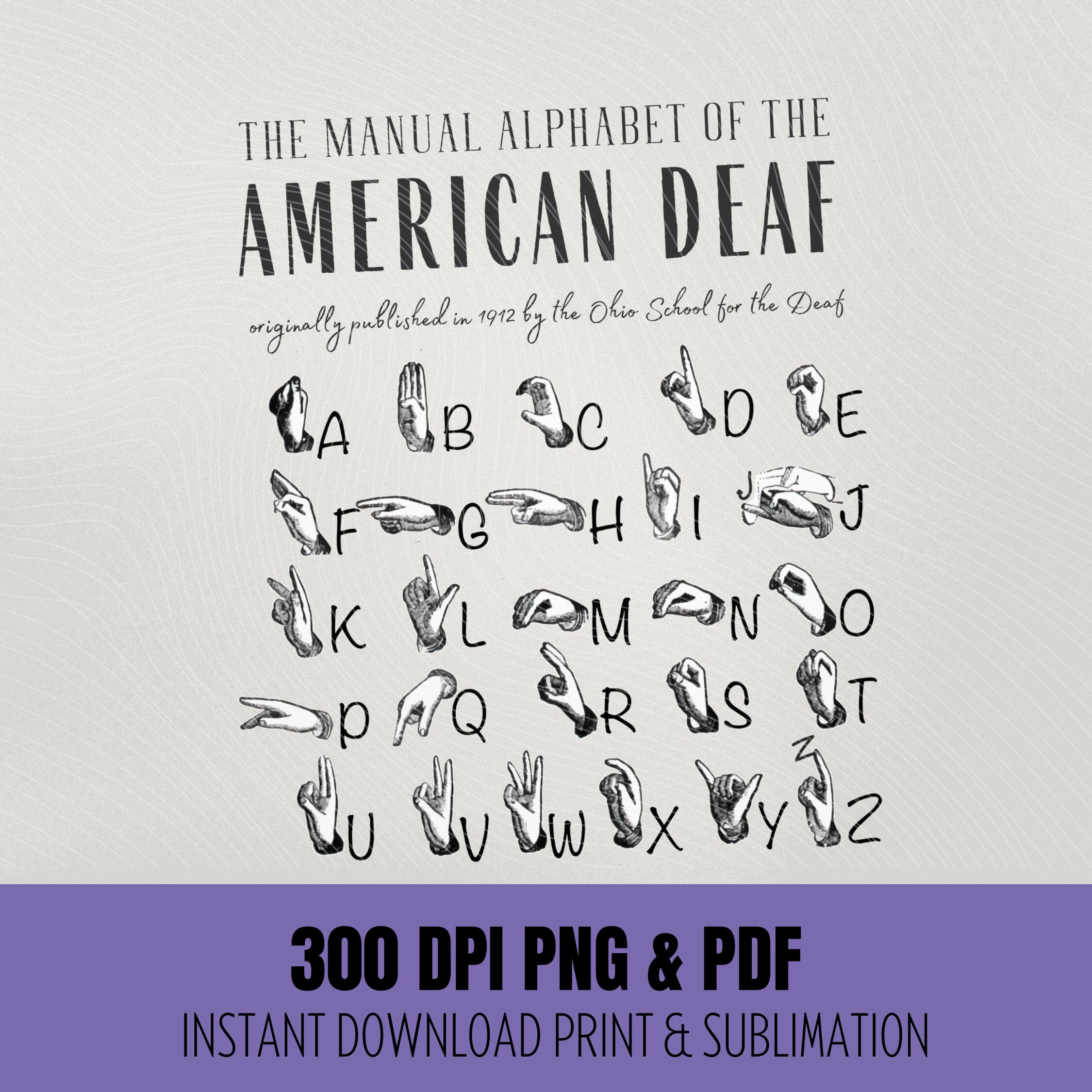 Vintage ASL Alphabet Poster American Sign Language Gift Historical ...