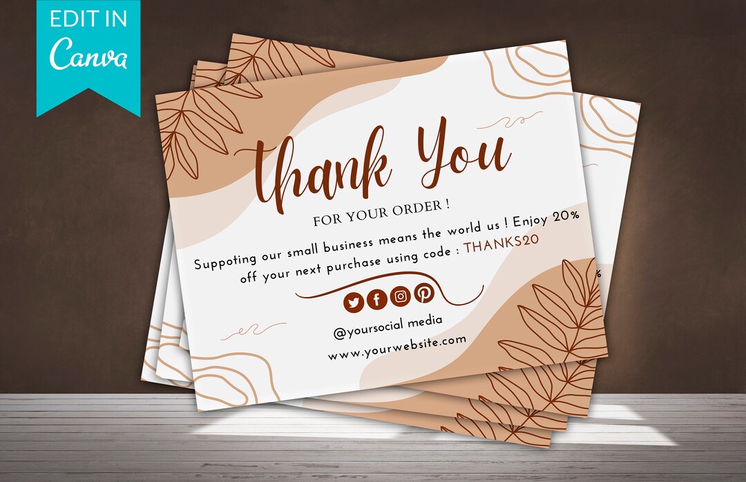 Small Business Thank You Card Template, Editable Business Thank You ...