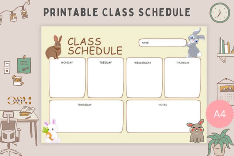 Printable Class Schedule for KIDS - Etsy