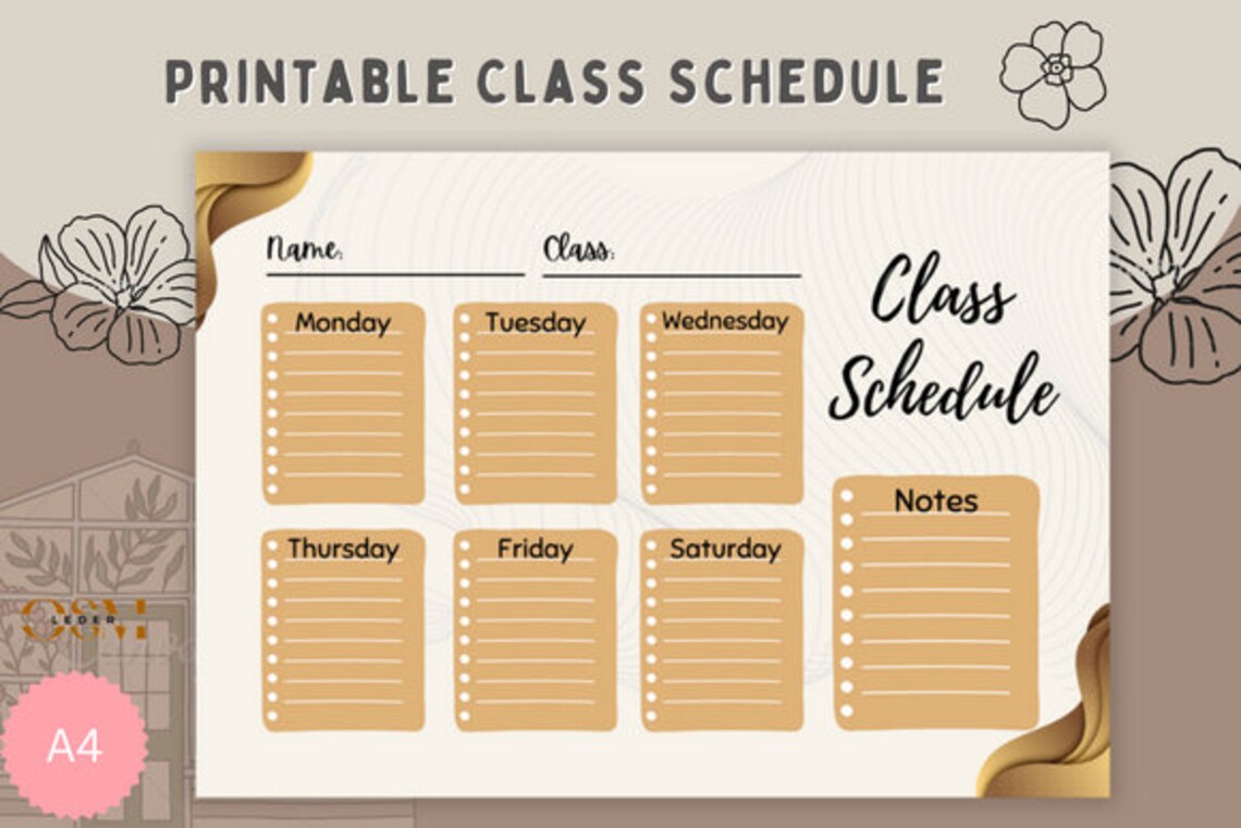 Printable Class Schedule for KIDS - Etsy