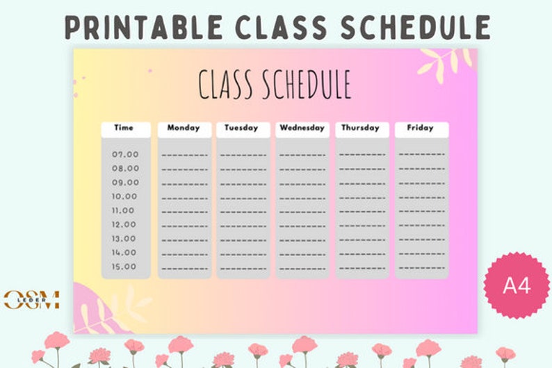 Printable Class Schedule for KIDS - Etsy
