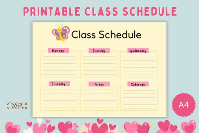Printable Class Schedule for KIDS - Etsy