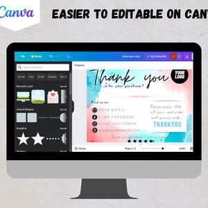 Editable Business Thank You Card Template, Cute Simple CANVA Insert ...