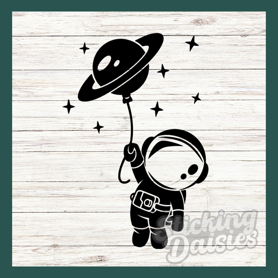 Astronaut Balloon Planet Decal Sticker, Cute Astronaut Decal - Etsy