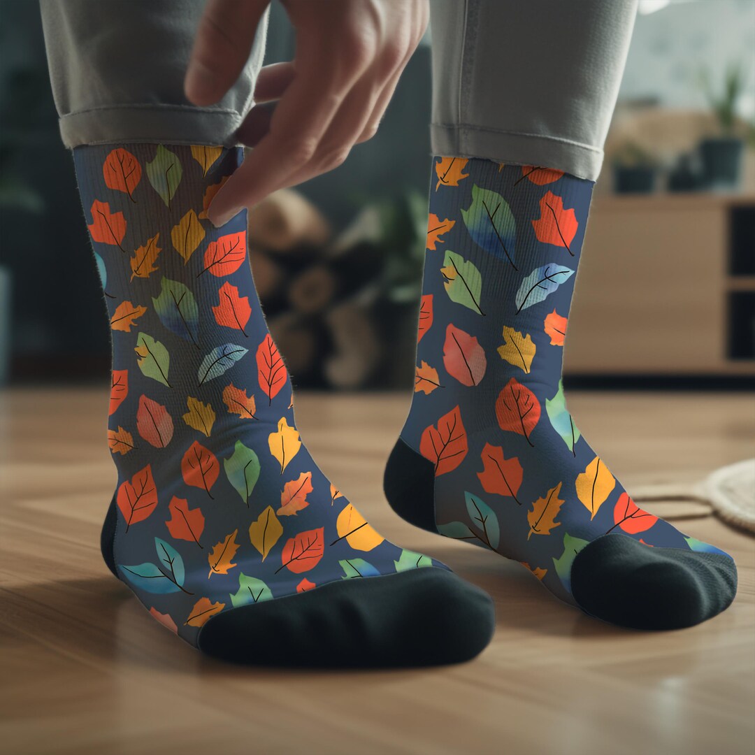 Fall Leaves Socks, Watercolor Design, Made From Eco-friendly Recycled ...