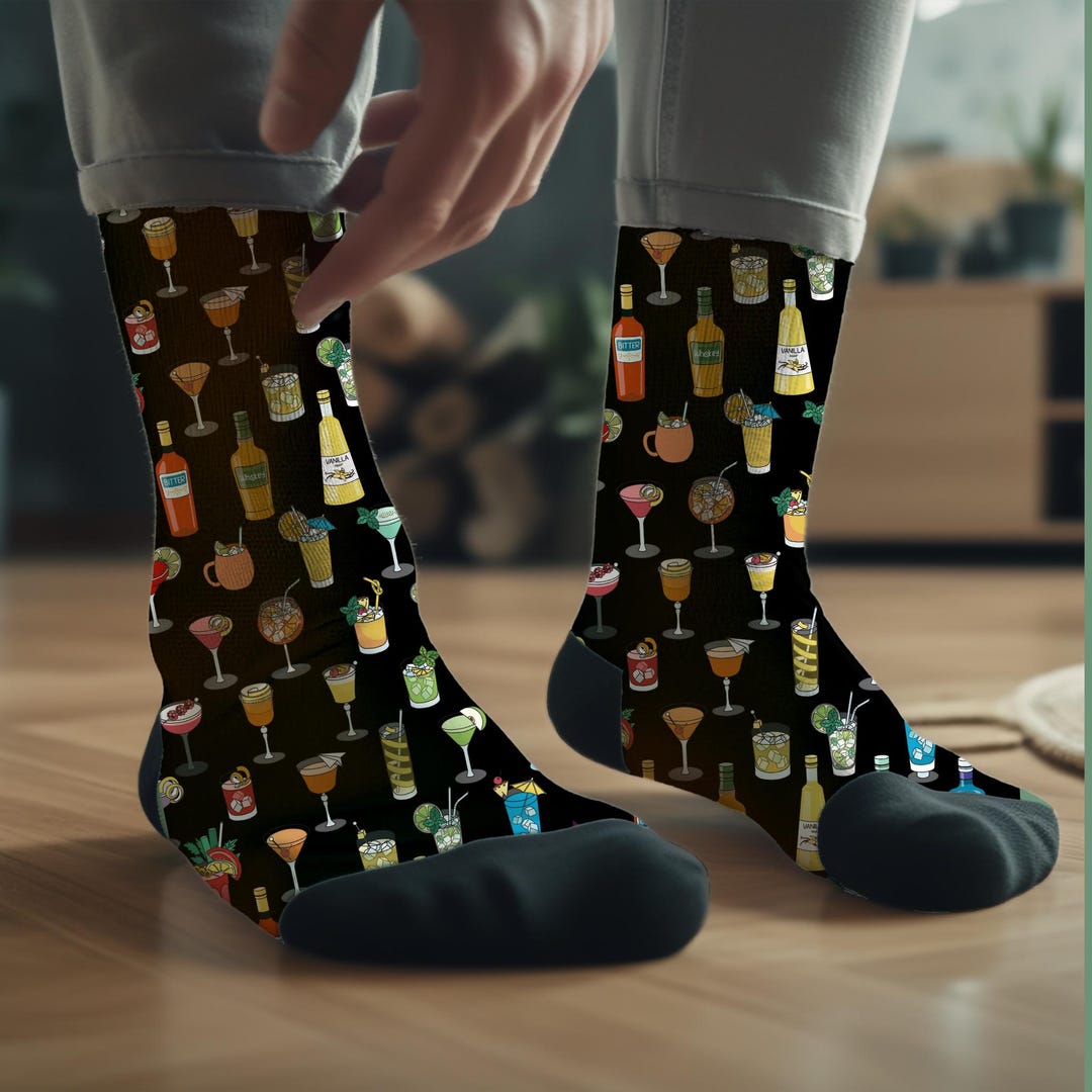 Cocktail Socks, Rainbow Pattern, Fun Footwear, Colorful Socks, Novelty ...