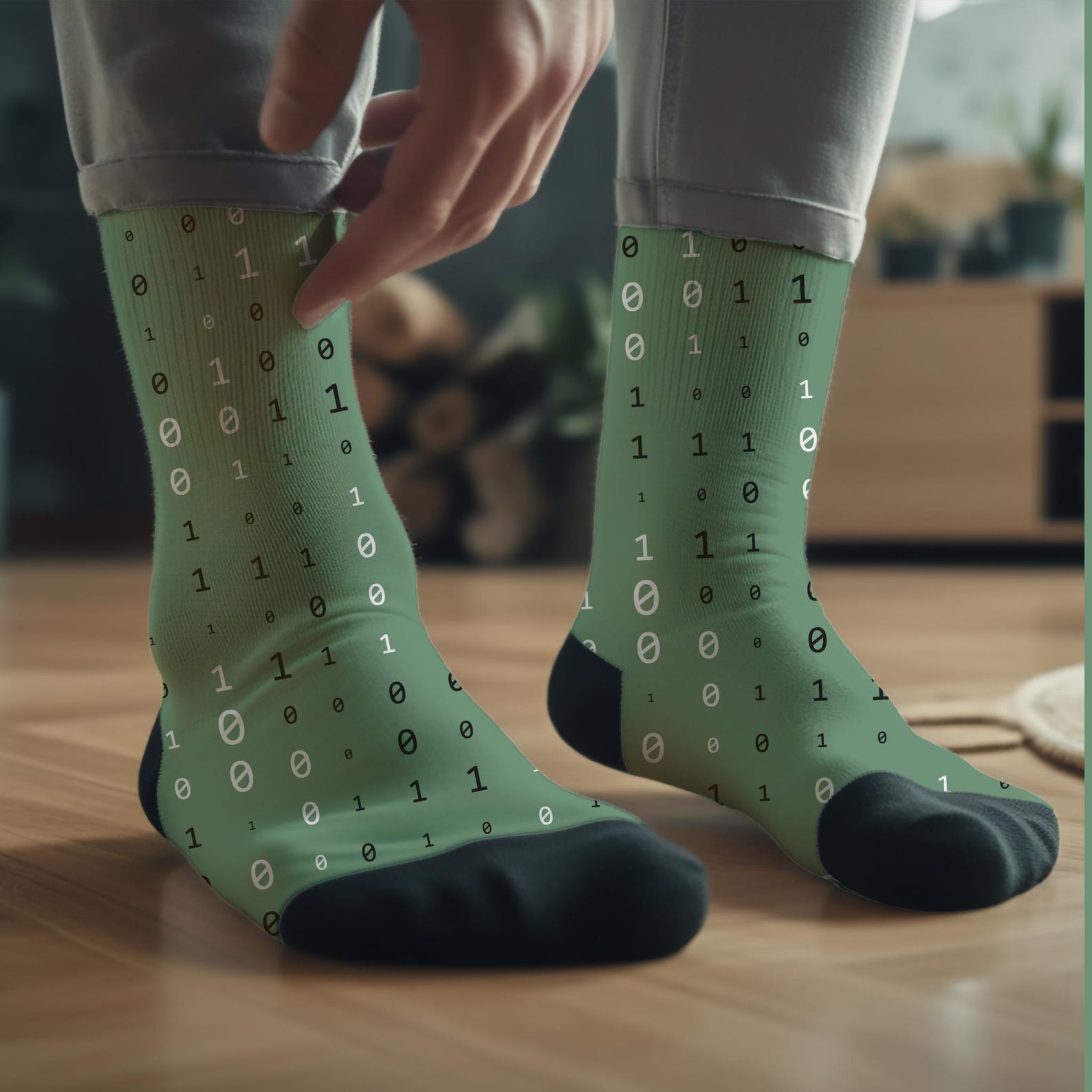 Programmer Socks, 1s and 0s Code, Green, Eco-friendly Recycled Poly ...