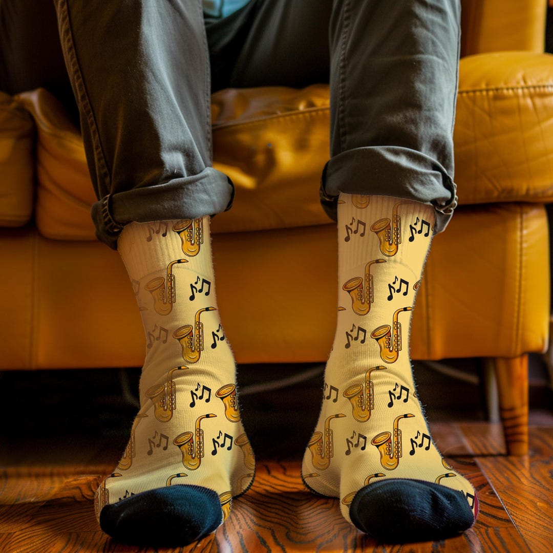 Saxophone Socks, Musical Socks, Musician Gift, Jazz Lover Apparel ...