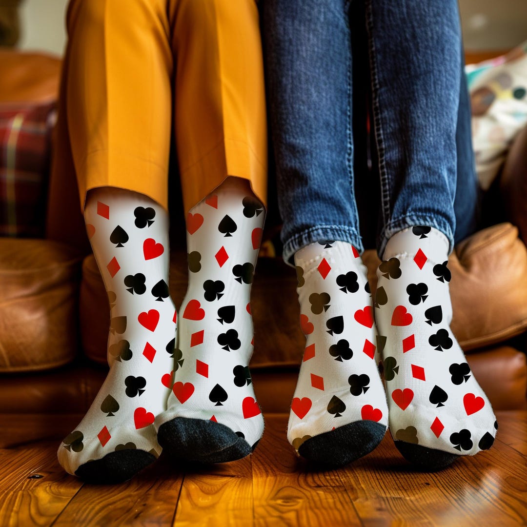 Playing Card Socks, Perfect for Card Lovers, Poker Playing Cards Design ...